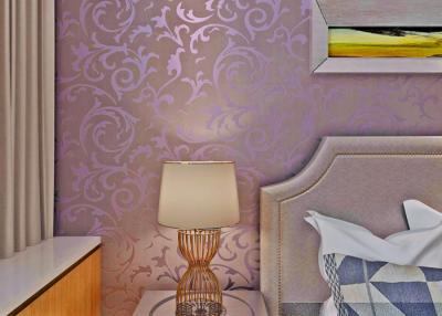 China Embossed European Style Purple Flower Wallpaper For TV Background Removable for sale