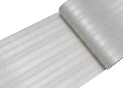 China Modern Waterpoof Interior Room Wallpaper , Silver White Striped Wallpaper for sale