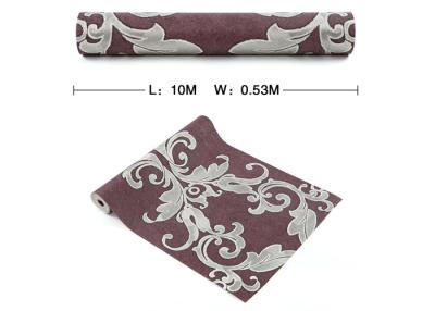China Damask Pattern Victorian Style Wallpaper , Vinyl Coated Large Damask Print Wallpaper for sale