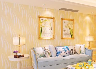 China Yellow Soft Breathable Non Woven Wallpaper / House Decoration Wallpaper for sale