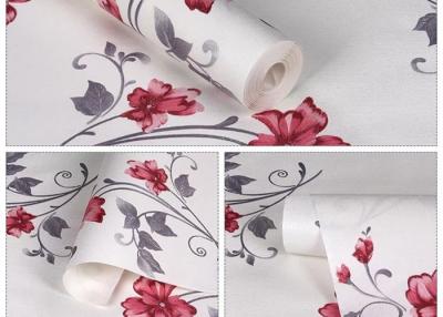 China Red Flower Chinese Style Wallpaper / Removable Wall Coverings For Home Interiors for sale