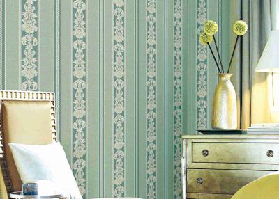 China Washable Classic Striped Floral Wallpaper , Vinyl Material Durable Wall Coverings for sale
