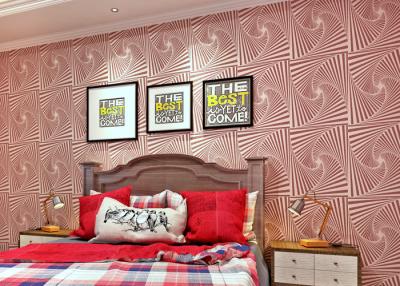China Pink Mauve Living Room 3D Home Wallpaper with Scatter Beads Technology for sale