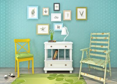 China Cadmium Green 3D Home Wallpaper / Childrens Bedroom Wallpaper Simple Style for sale
