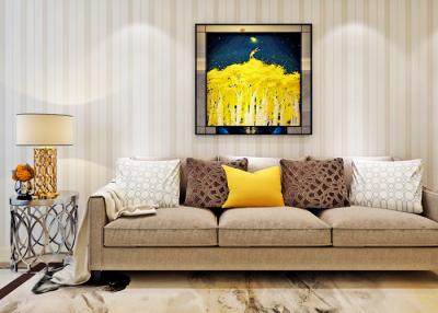 China Beige Stripe Non Woven 3D Home Wallpaper Modern Wallcovering For Living Room for sale