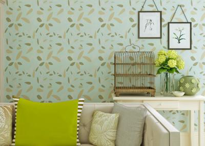 China Green Leaf Pattern Contemporary Wall Coverings Soundproof For Children Study Room for sale