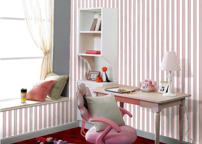 China Plush Surface Red And Grey Striped Wallpaper For Bedroom Walls for sale