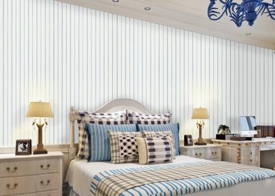 China White And Blue Striped Wallpaper Interior Room Wallpaper Strippable for Living Room for sale