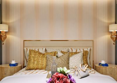 China Colourful Interior Room Wallpaper , Pink And White Striped Wallpaper Soundproof for sale