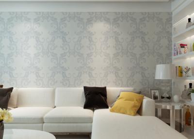 China Ivory White Classic Damask Wallpaper for Interior Decoration OEM Accepted for sale