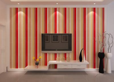 China Washable Striped Interior Room Wallpaper , PVC Embossed Wall Coverings for sale