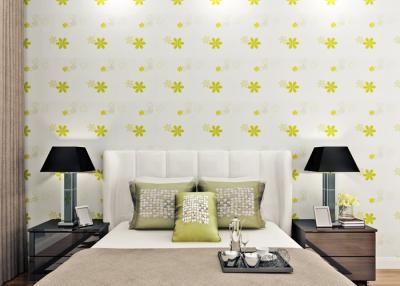 China Green Embossed Bloom Room Decoration Wallpaper / Japanese Wallpaper For Walls for sale