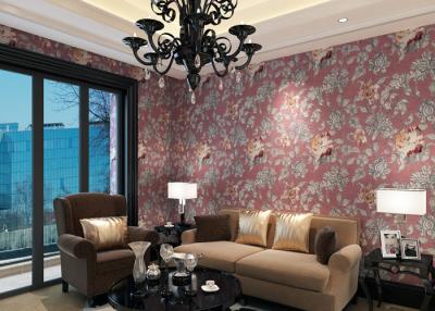 China Peelable Home & Living Home Decor Wallpapers Asian Inspired Embossed Floral Pattern for sale