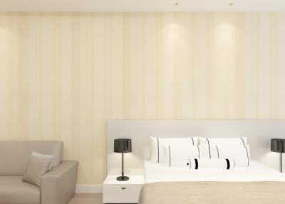 China Non Woven Luxury Bedroom Striped Wallpaper Embossed Grey Color 0.53*10M for sale