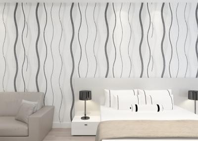 China Waterproof Non woven Wallpaper Curve Lines Pattern for Living Room 0.53*10M for sale