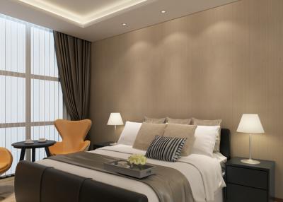 China 0.53*10M Modern Non Woven Wallpaper , Flocked Moisture Resistant Wallpaper for sale