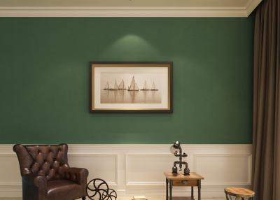 China Durable Living Room Non Woven Wallpaper Removable Material Dark Green Color for sale