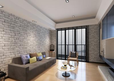 China Non Woven 3D Grey Brick Effect Wallpaper , Faux Brick Wall Paper Chinese Style for sale