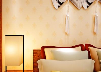 China Yellow Embossed Wall Covering PVC European Style Livingroom Wallpaper for sale