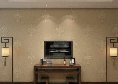 China Brown Damask European Style Wallpaper , Non Woven Wallcovering Moisture Proof for sale