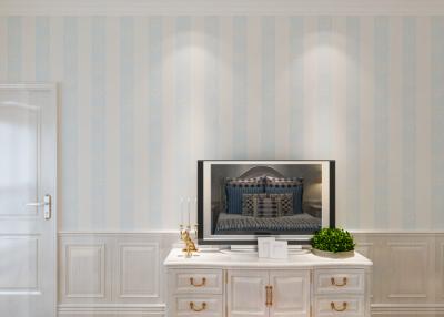 China European Style Living Room Wallpaper Blue and White Stripes Pattern for sale