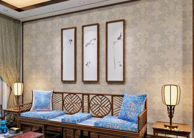 China Light Grey Classic Damask Wallpaper , Damask Wallpaper For Walls Victorian Style for sale