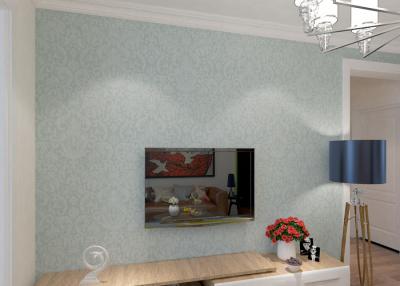 China Waterproof Sky Blue PVC Classic Damask Wallpaper , Bedroom Damask Wallpaper for sale