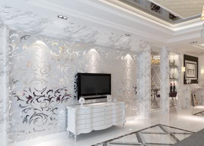 China 3D Design Silver Grey European Modern Wallpaper for Bedroom / TV Background for sale