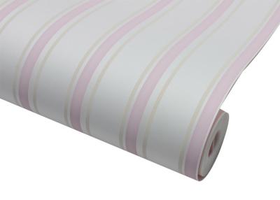 China Durable Pink And Yellow Striped Wallpaper For Children's Room / Nursery Room for sale
