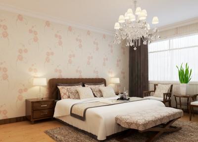 China Beige Floral Pattern Country Style Wallpaper , Living Room Non Woven Wallcovering for sale