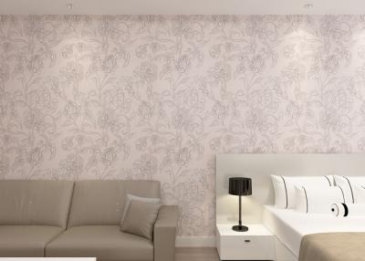 China Removable Pink PVC Country Style Wallpaper With Floral Pattern for sale