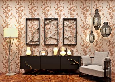 China Floral Pattern Luxury Non Woven Wallcovering Modern Lounge Wallpaper for sale