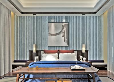 China Custom Black And Grey Striped Wallpaper / Contemporary Vertical Striped Wallpaper for sale