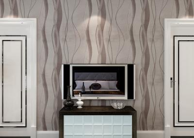 China Grey Removable Wall Coverings / Contemporary Bedroom Wallpaper With Curve Line Pattern for sale
