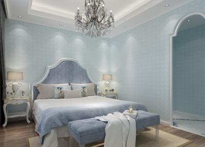 China Blue Geometric Pattern Modern Removable Wallpaper , Kids Bedroom Wallpaper Strippable for sale