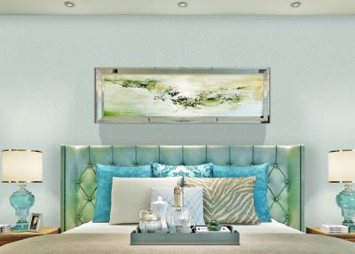China Light Blue Waterproof Non Woven Wallpaper , Long Fiber modern living room wallpaper for sale