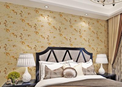 China Modern Yellow Floral Deep Embossed PVC Living Room Wallpaper 0.7*10m for sale