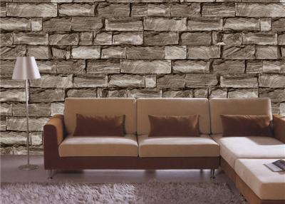 China Waterproof Brown Brick Effect Home 3d Wallpaper , Removable 3d Pvc Wallpaper for sale
