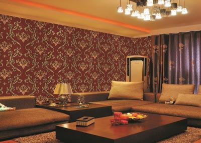 China Brick Red Soundproof Vinyl Coated Wallpaper Non Pasted Wallpaper For Administration for sale