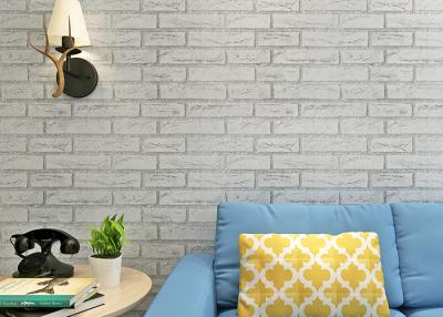 China Greyish White Brick Printing Self Adhesive Wallpaper Modern Style Wallpaper For Living Room for sale
