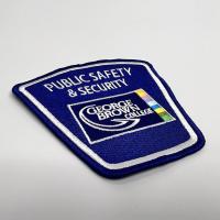 China Custom Embroidery Patch Iron On Merrow Border Twill Felt Polyester Logo Patch 2x3 Inch for sale