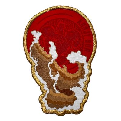 China Versierde natuur aangepaste opstrijkbare geweven patch Merrow Border naai patches voor kleding Te koop