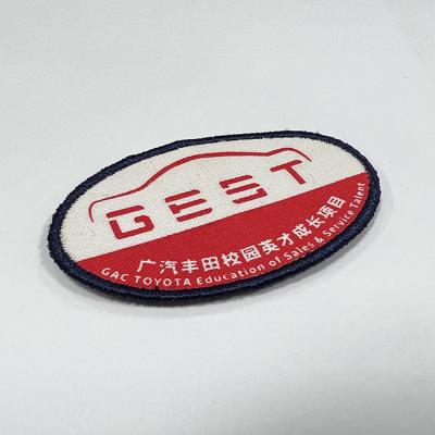 Cina Team Name Woven Badges Hook e Loop Backing Embroidered Company Logo Patches in vendita