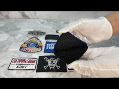 Twill Fabric 3D Iron On Embroidery Letters Merrow Border Embroidery Patch With PMS Colors