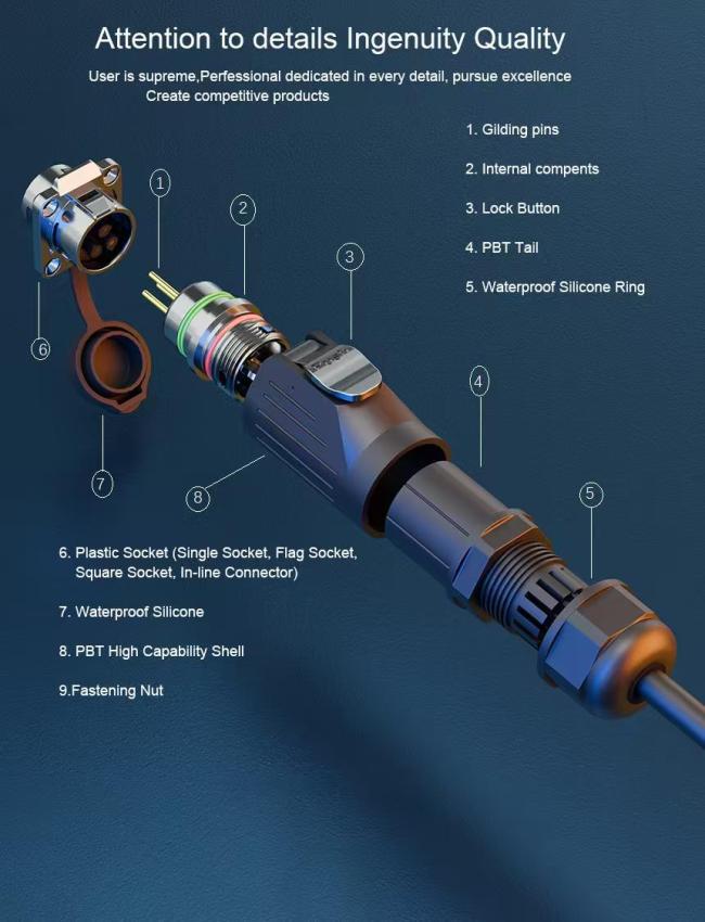 Amphenol circular waterproof power connectors with multiple pin configurations