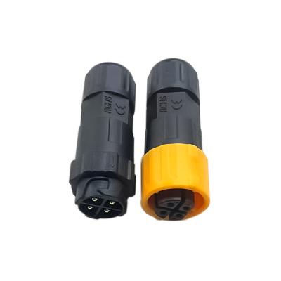 China 500V IP67 Waterproof Circular Connector with 4 Pin Male Female Gilded Brass Self-Locking Design for sale