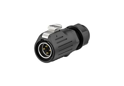 China LP20 4-Core Locking Wire 20A Power  IP67 Waterproof Connector Panel Mount (Metal + Plastic Housing) for sale