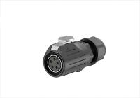 China IP68 Waterproof 5-Pin LP20 Connector, 20A Panel Mount, Push-Pull Lock for sale