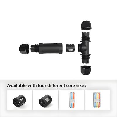 China M25TC 2-Port T-Shape Waterproof Circular Connector with 2-Core 1 In 2 Out and 1500V Breakdown Voltage for sale
