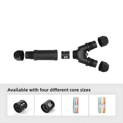 China M25T Port 2Pin Waterproof Connector 1 in 2 out Feed Through Splitter for sale